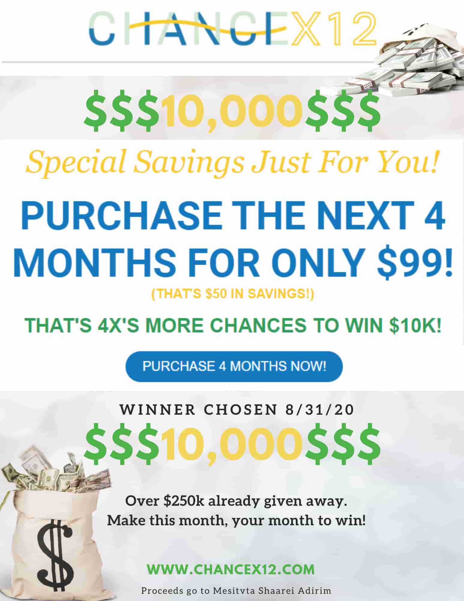 Win $10,000 At The Best Odds Chancex12 Raffle: Drawing Tomorrow Night ...