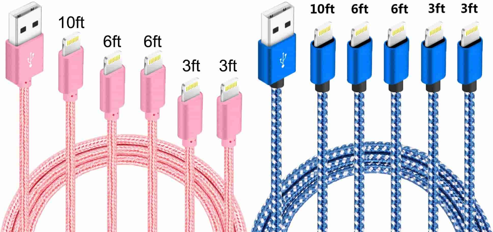 5 Pack Of iPhone Braided Nylon Lightning Cables For $7.79-$8 From ...