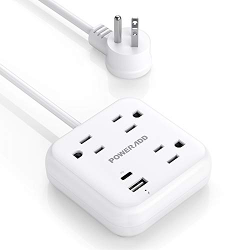 POWERADD 3 Outlet Power Strip With USB C Power Delivery And 5' Cord For ...