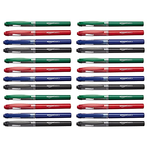 24 Pack Of Amazon Basics Rollerball Pens Assorted Colors For Just $3.91 ...