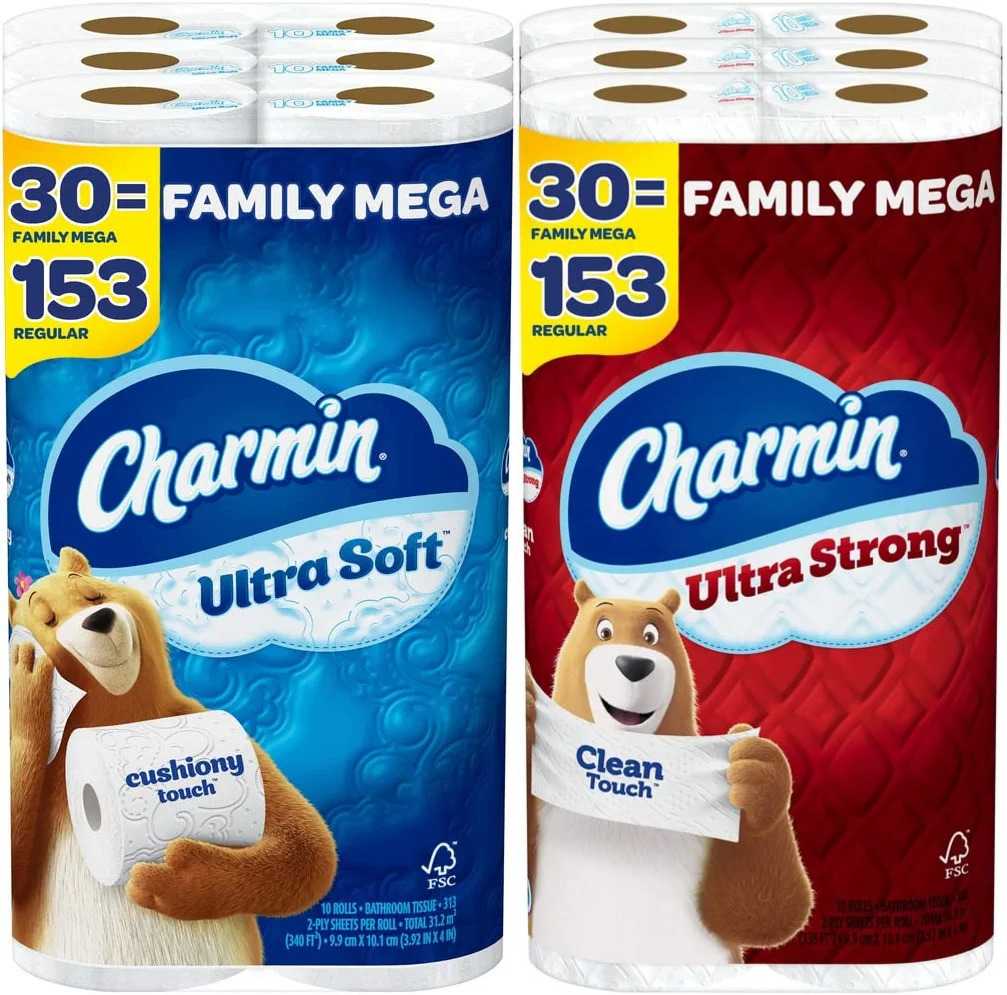 60 Family Mega (256 Regular) Charmin Ultra Strong Clean Touch Toilet ...