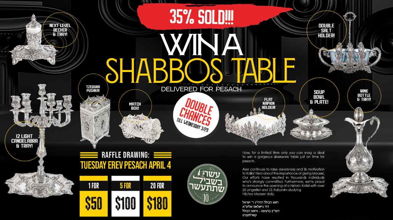 Win A Silver Shabbos Table For Pesach! 35% Sold Out! Double Your ...