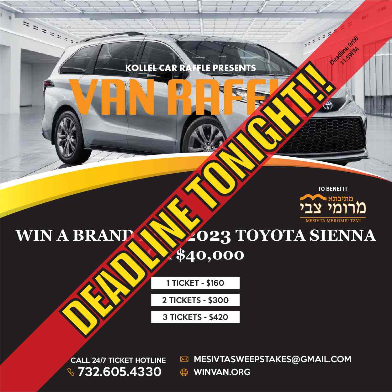 Raffle Ends Tonight! Win A 2023 Toyota Sienna Or $40,000 From The ...