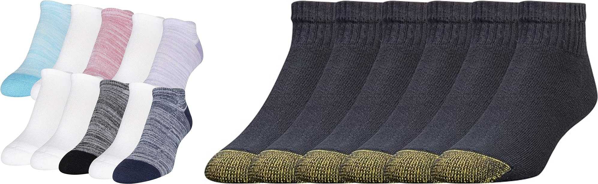 6 Pack Of GoldToe Men's Cotton Ankle Athletic Socks Or 10 Pack Of Women ...