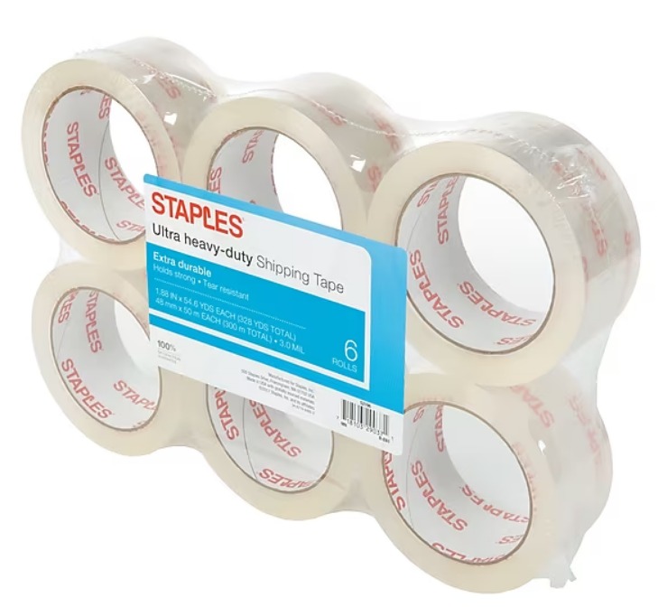6 Rolls Of Staples Ultra Heavy Duty Shipping Packing Tape For Just $5. ...