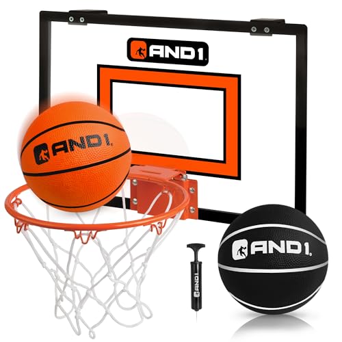 AND1 Over The Door Mini Basketball Hoop Set With 2 Mini Basketballs For ...