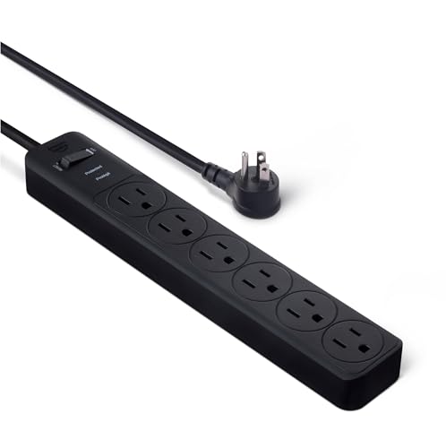 Amazon Basics 6-Outlet Surge Protector Power Strip With 6' Extension ...