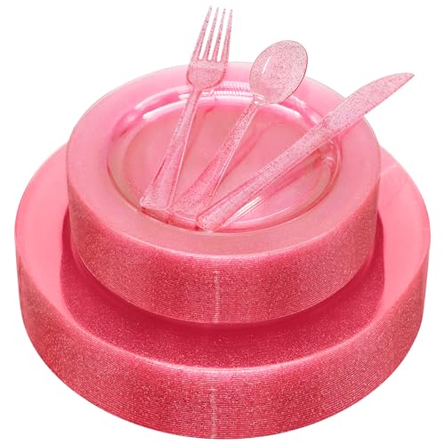 125 Piece Pink Disposable Plastic Dinnerware Set For $13.49 From Amazon ...