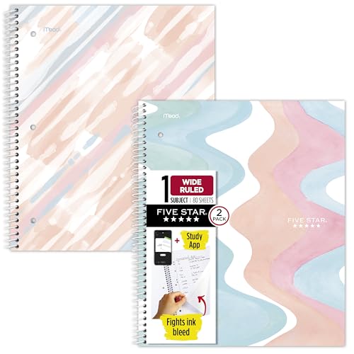 2 Pack Of Pastel Waves And Brush Strokes Five Star Spiral Notebooks Now ...