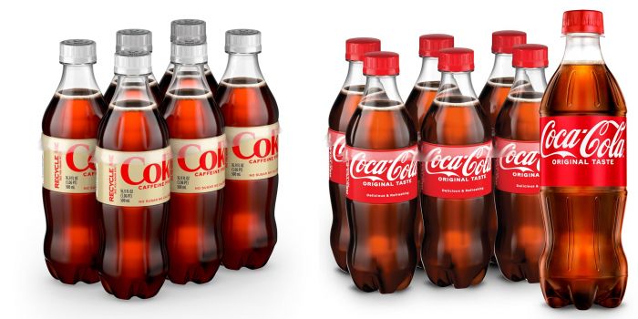 6 Packs Of Coca-Cola Or Diet Coke Caffeine Free 16.9oz Bottles For $2. ...