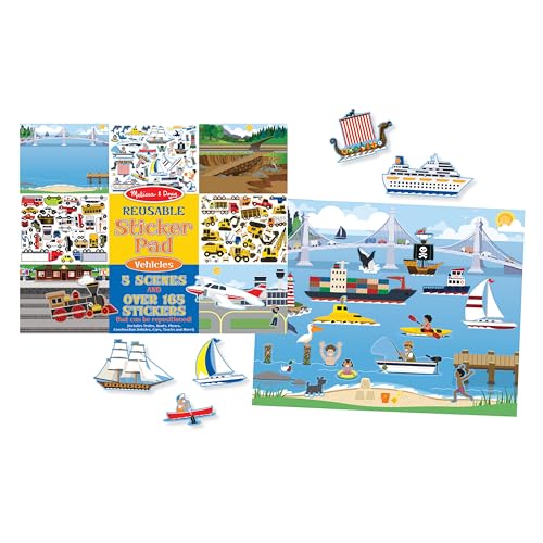 Melissa & Doug Reusable Vehicles Sticker Pad With 165+ Reusable ...