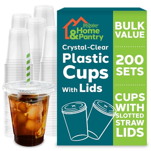 200 Pack Of Inspire Disposable 12oz. Plastic Cups With Lids For Just ...