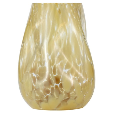 Artisan Blown Glass Tabletop Vase With Yellow Tortoise Speckled Finish ...