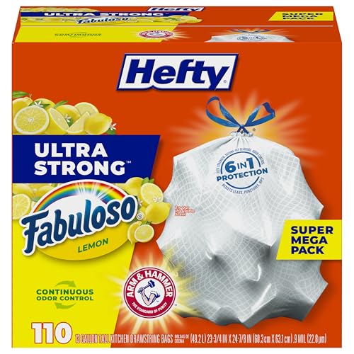 110 Pack Of Hefty Ultra Strong 13 Gallon Fabuloso Lemon Scent Trash ...